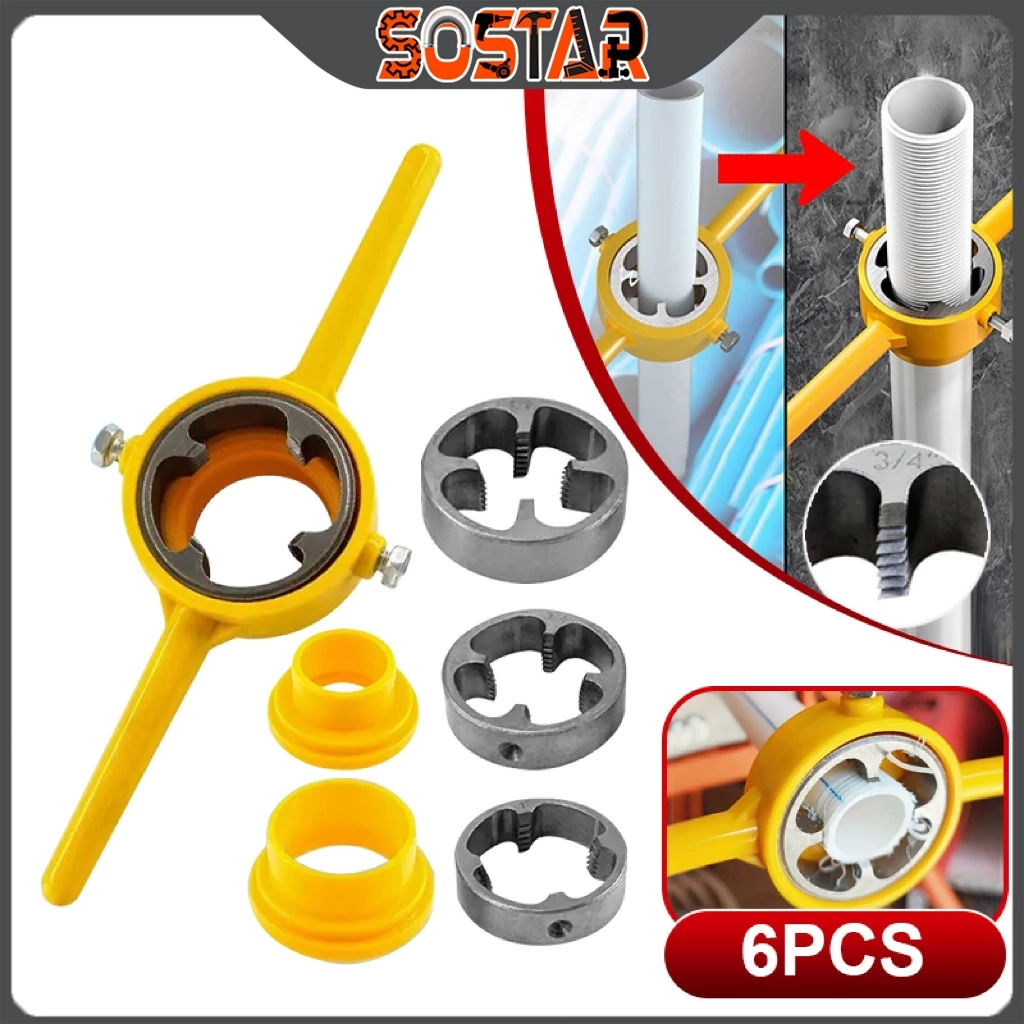 6Pcs/Set Pipe M10 Threading Tool PVC Thread Maker 1/2 3/4 1 Inch Pipe ...