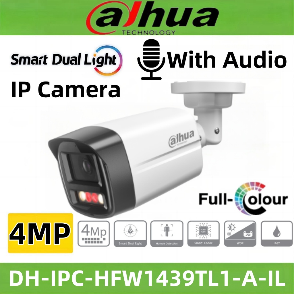 Dahua 4MP Entry Smart Dual Light Fixed-focal Bullet Network Camera With Audio Full color IP ...