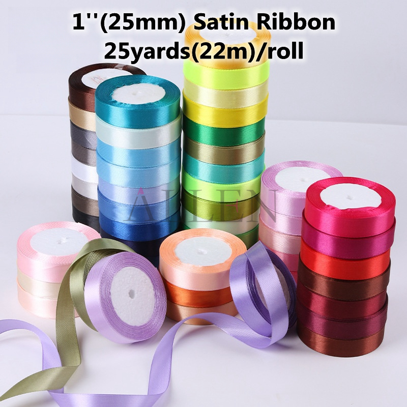 (1'' x 25Yards/roll) 25mm Satin Ribbon For Gift Wrapping,Hair Bows ...
