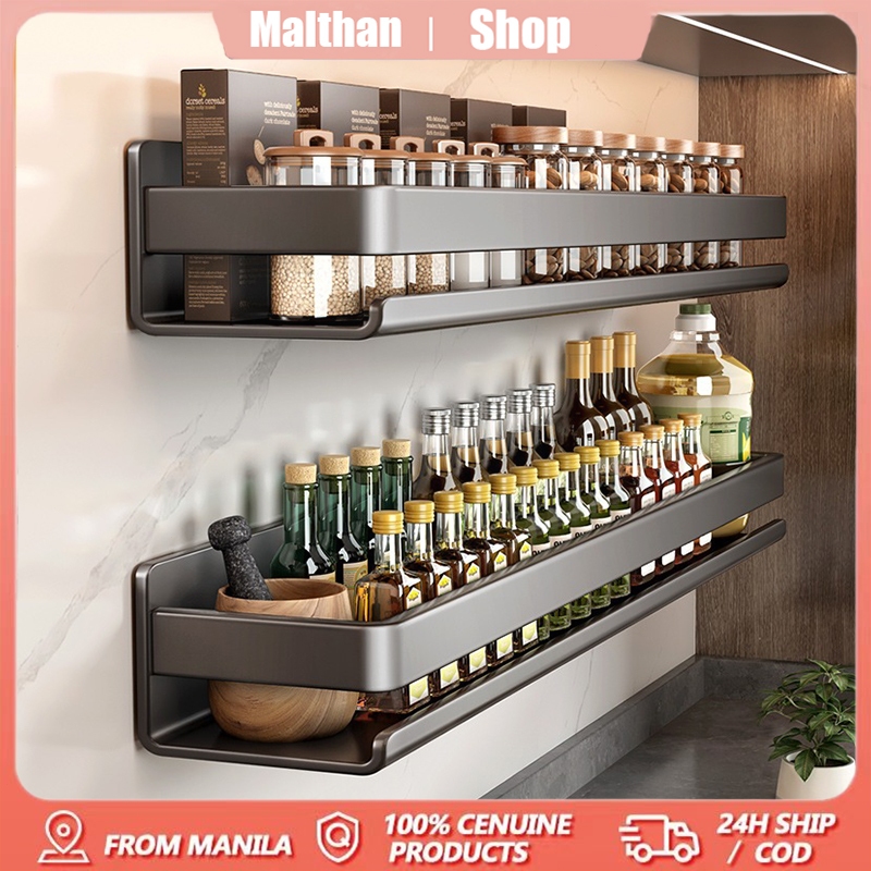 Wall Mounted Kitchen Spice Rack Condiments Organizer Rack Bathroom ...