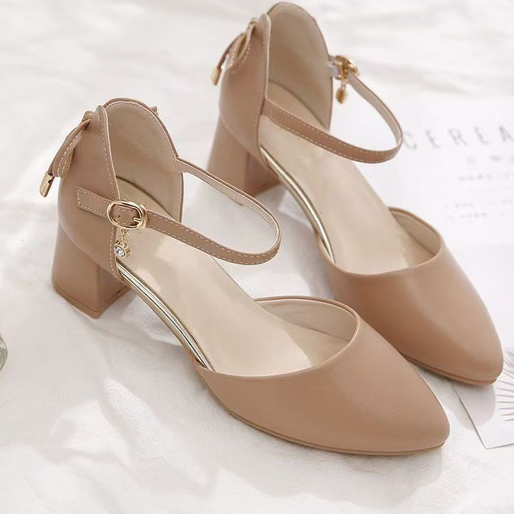 LYS New High Heels Women One Strap Buckle Chunky eiegant classy for ...