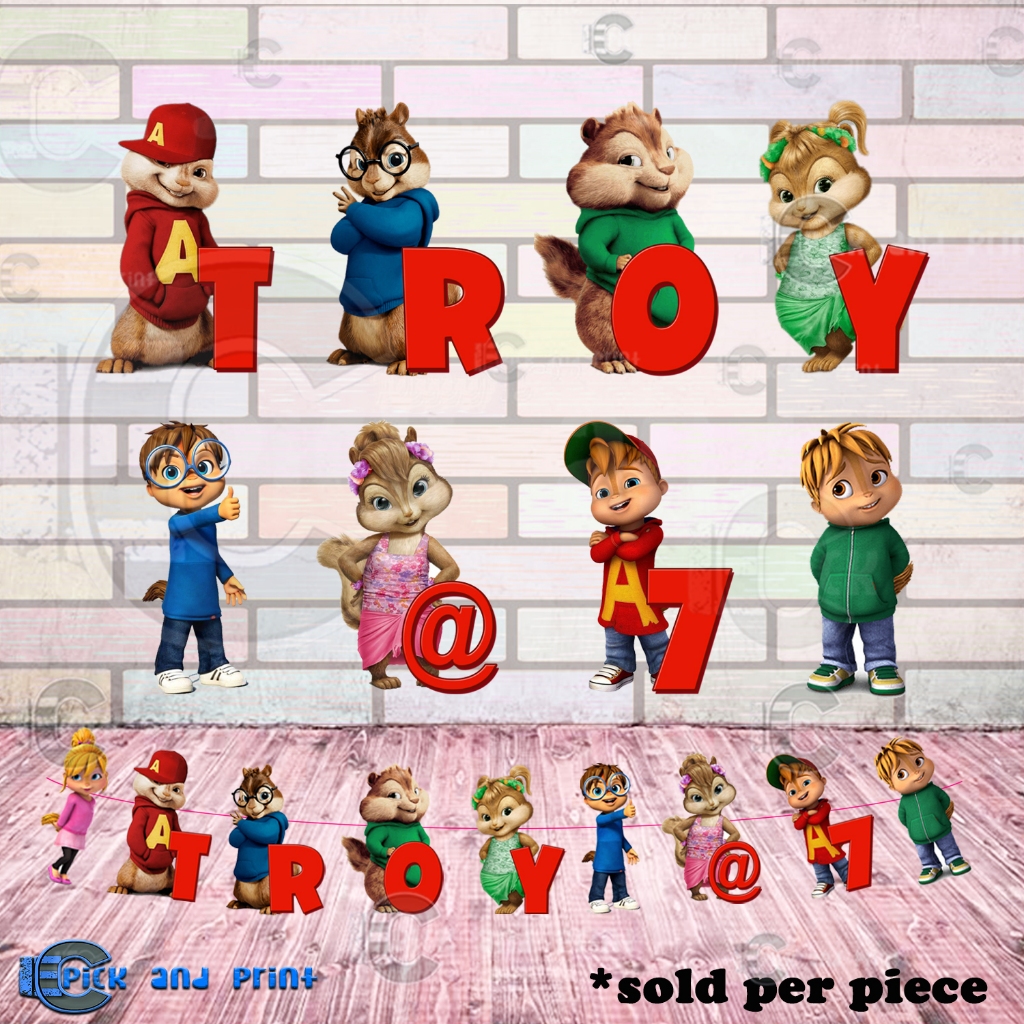 Personalized Alvin and the Chipmunks Character Name Banner Bunting ...
