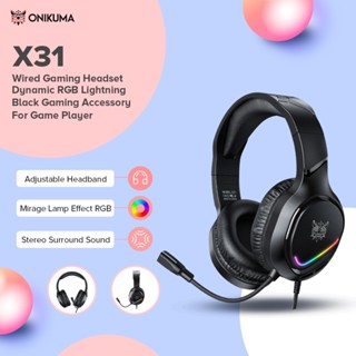 Onikuma X31 RGB Lighting Gaming Headset with Noise Canceling Microphone ...