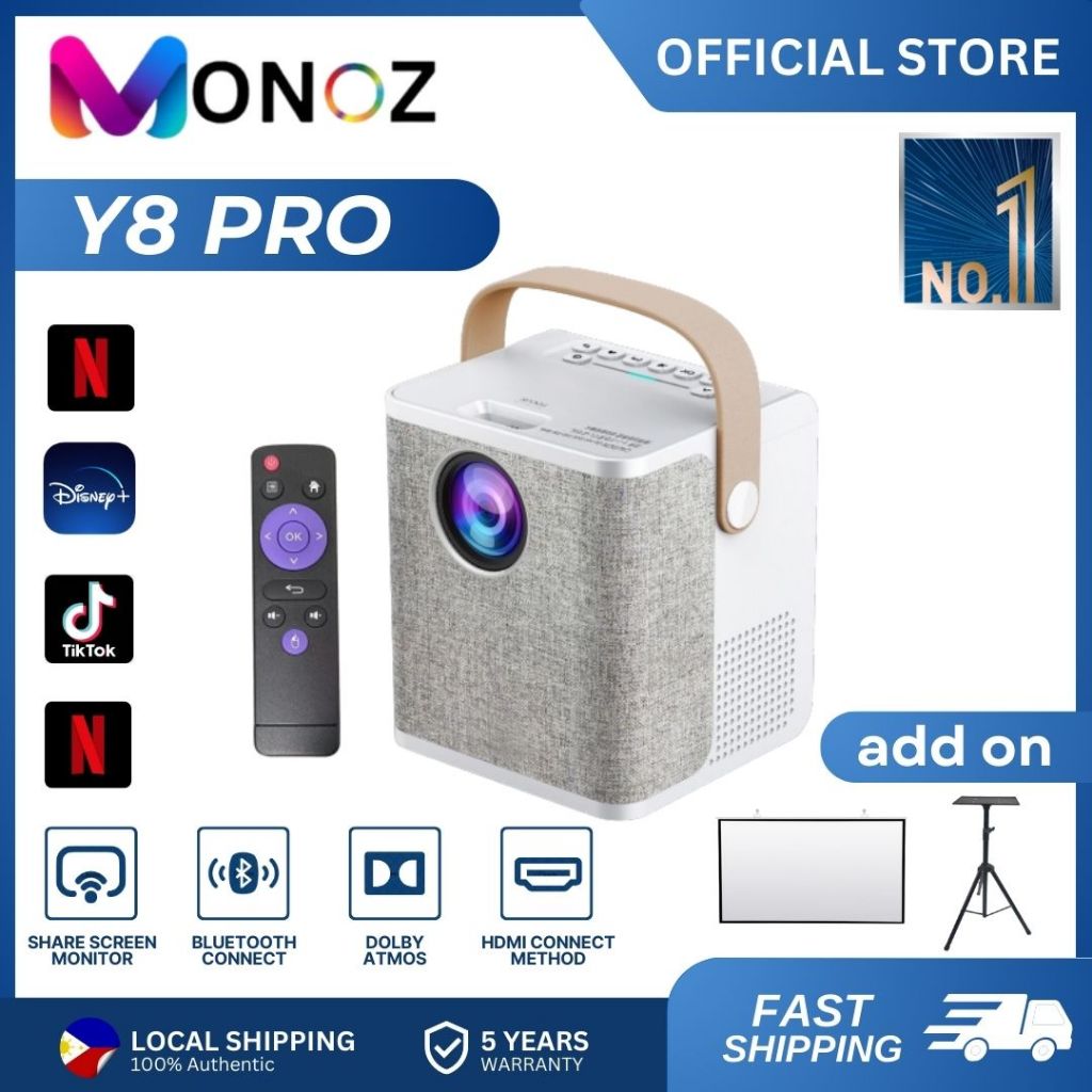 Projector Y8 Pro Portable Mini 4K UHD 6000 Projectors Android HDMI USB ...