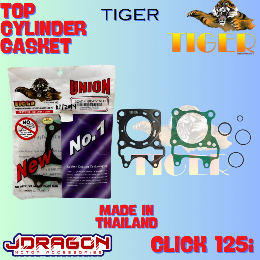 TIGER TOP GASKET SET (CLICK 125i) CYLINDER HEAD & BLOCK SET (100% MADE ...