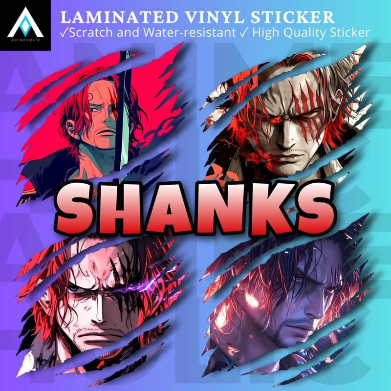 SHANKS SCRATCH STICKERS :ONE PIECE ANIME STICKERS ~LAMINATED VINYL ...