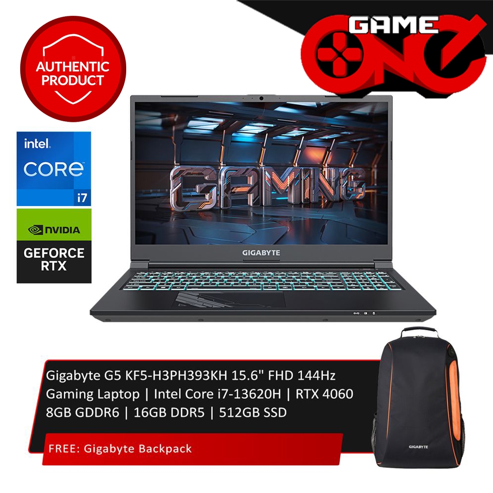 Gigabyte G5 KF5-H3PH393KH 15.6" Gaming Laptop | Intel Core i7-13620H | RTX 4060 | 16GB | 512GB ...