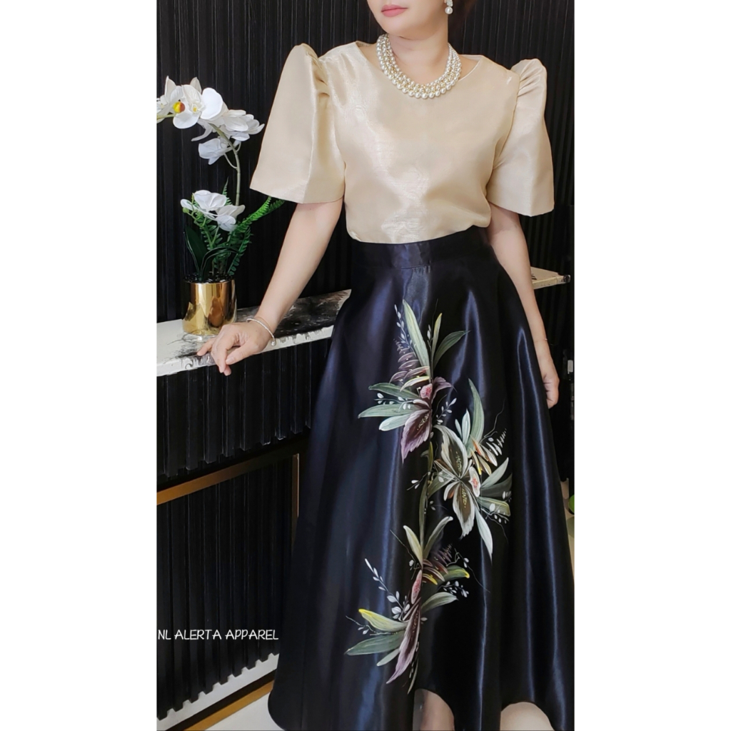 MODERN FILIPINIANA MESTIZA TOP BARONG AND SKIRT HAND PAINTED FOR WOMEN ...