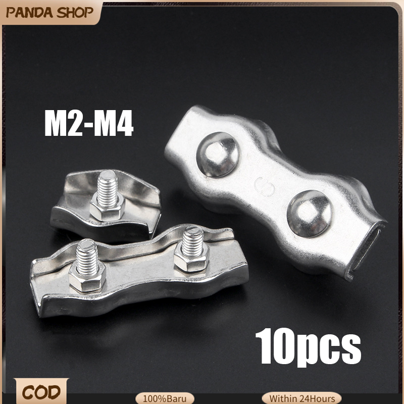 10pcs M2/M3/M4 Wire Clip 304 Stainless Steel Wire Rope Clamp Double ...