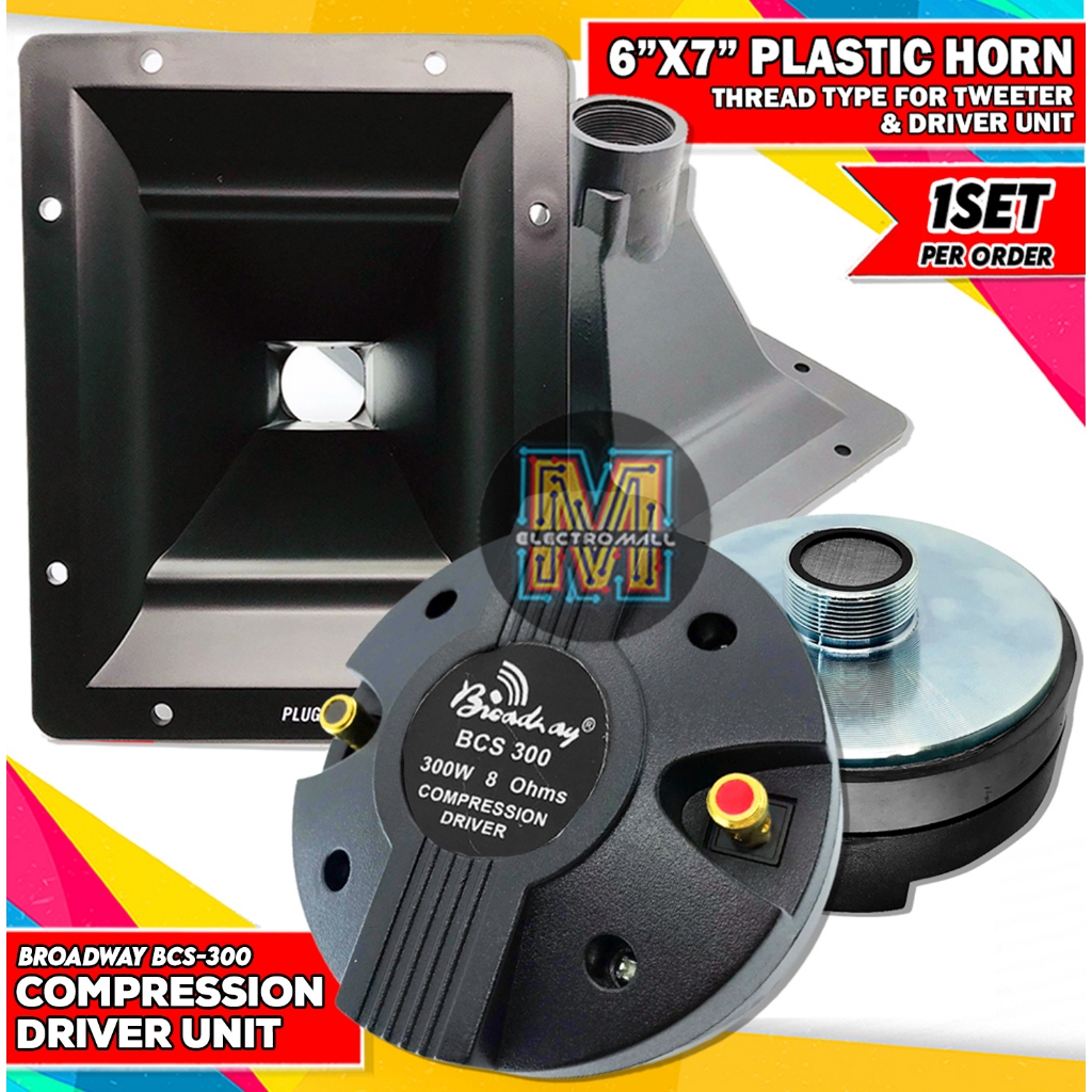 Broadway BSC-300 300W Compression Driver Unit With Plastic Horn 6" X 7 ...