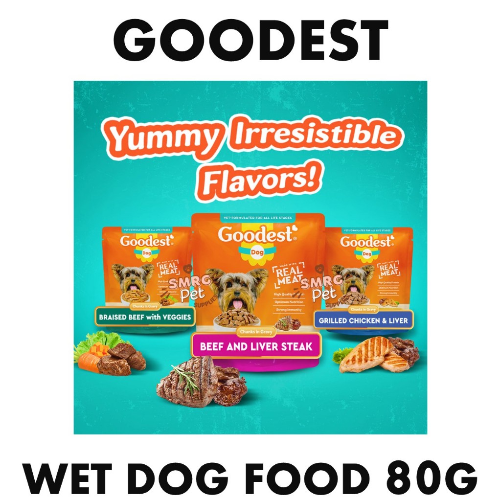 Pet Kingdom Goodest Wet Dog Food Pouch 80g Beef & Liver Steak, Grilled ...