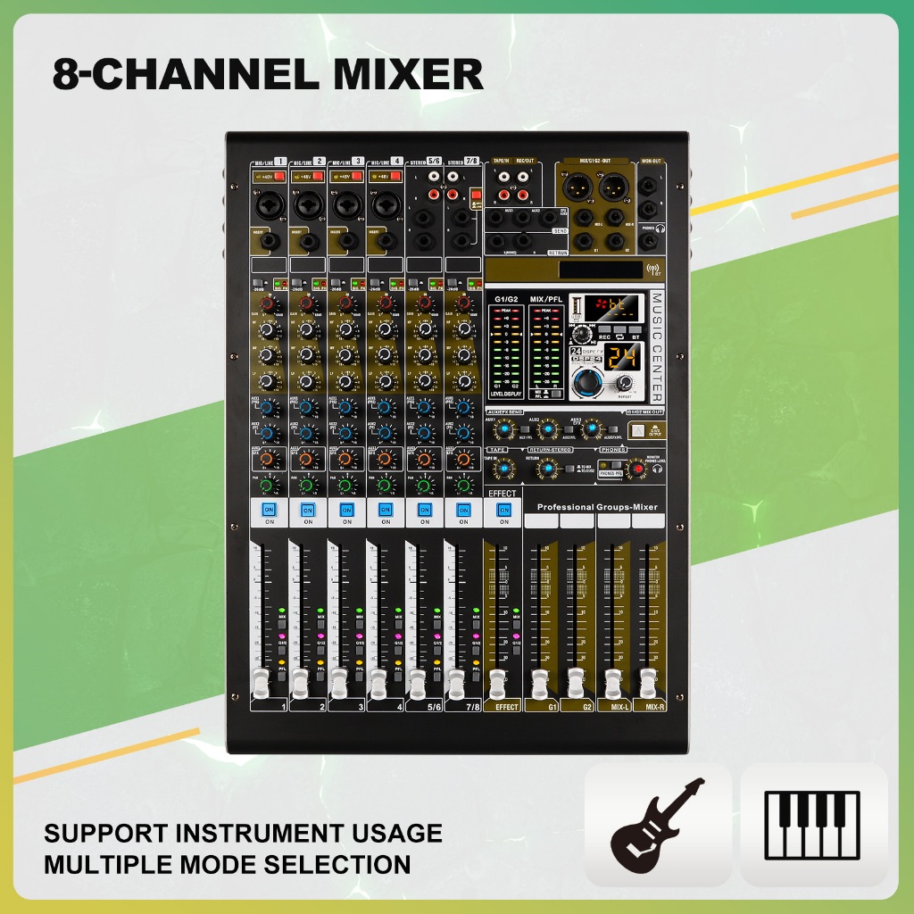 8 channel mixer GROUP 1-2 output mic effect vocals 24 DSP genuine 3 ...