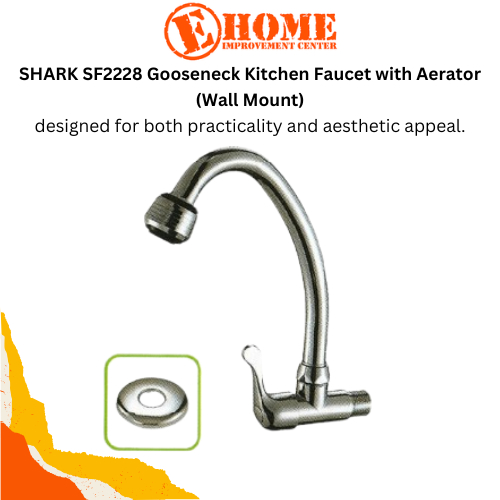 SHARK SF2228 Gooseneck Kitchen Faucet with Aerator (Wall Mount ...