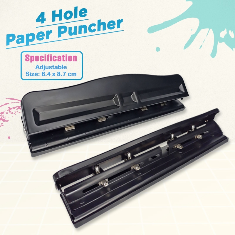 Adjustable 4 Hole Metal Desktop Paper Puncher for A4 Size 4 Ring Binder ...