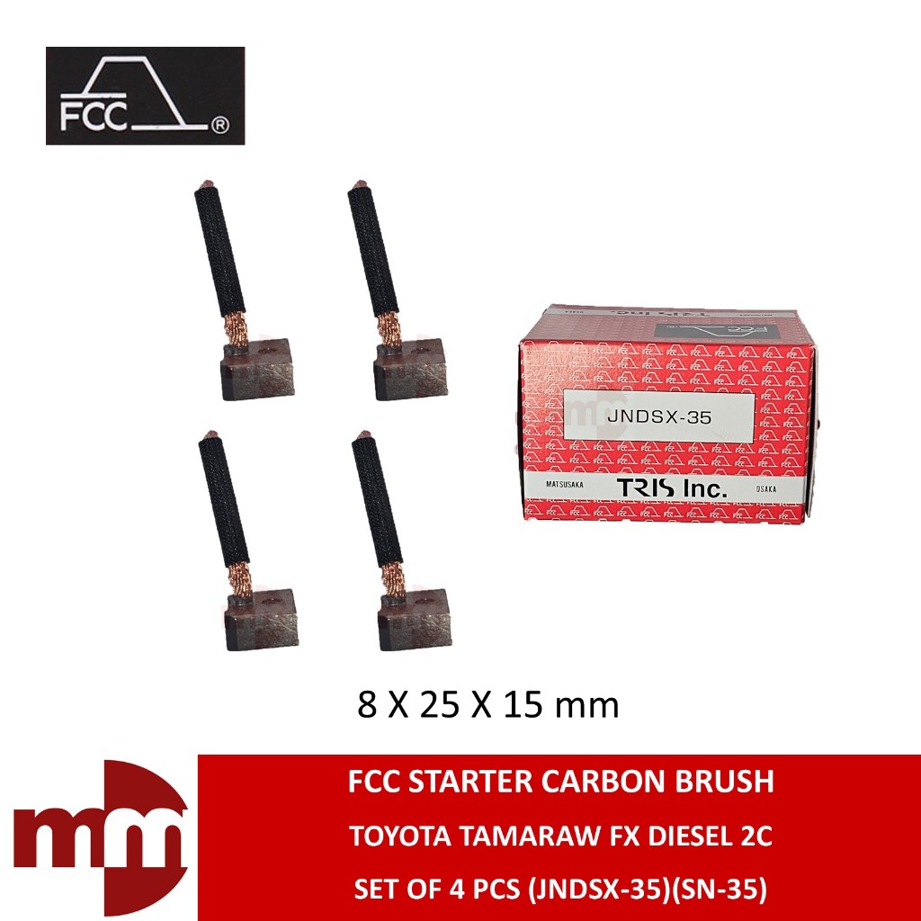FCC JAPAN Starter Carbon Brush for TOYOTA TAMARAW FX DIESEL 2C (set of ...