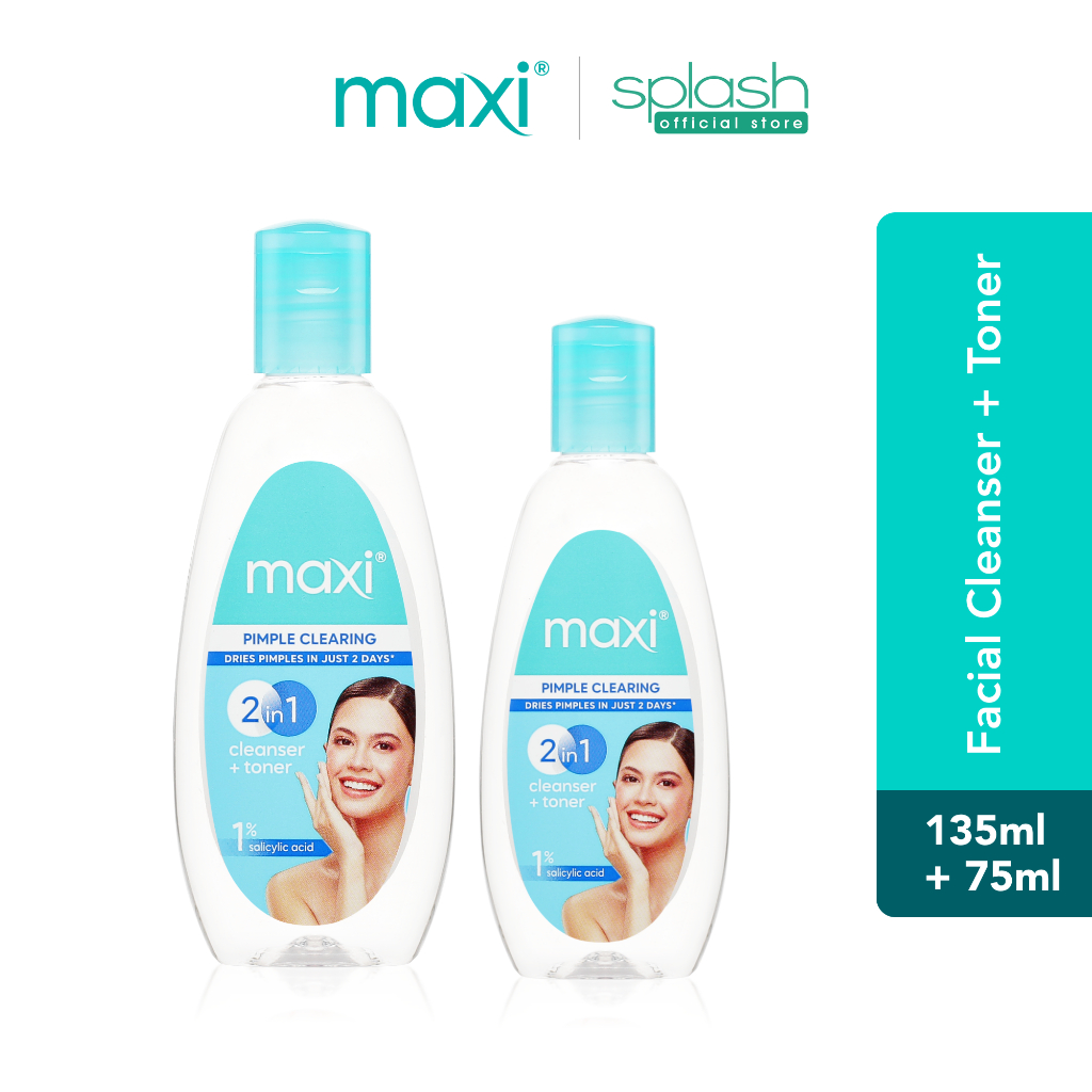 Maxi Pimple Clearing Cleanser Toner Pore Refining 135ml + 75ml | Shopee ...