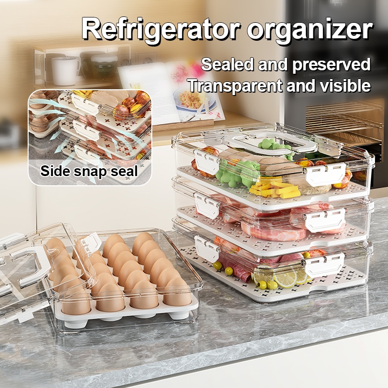 Kitchen Refrigerator Keep Fresh Stackable Fridge Organizer Safe Food ...