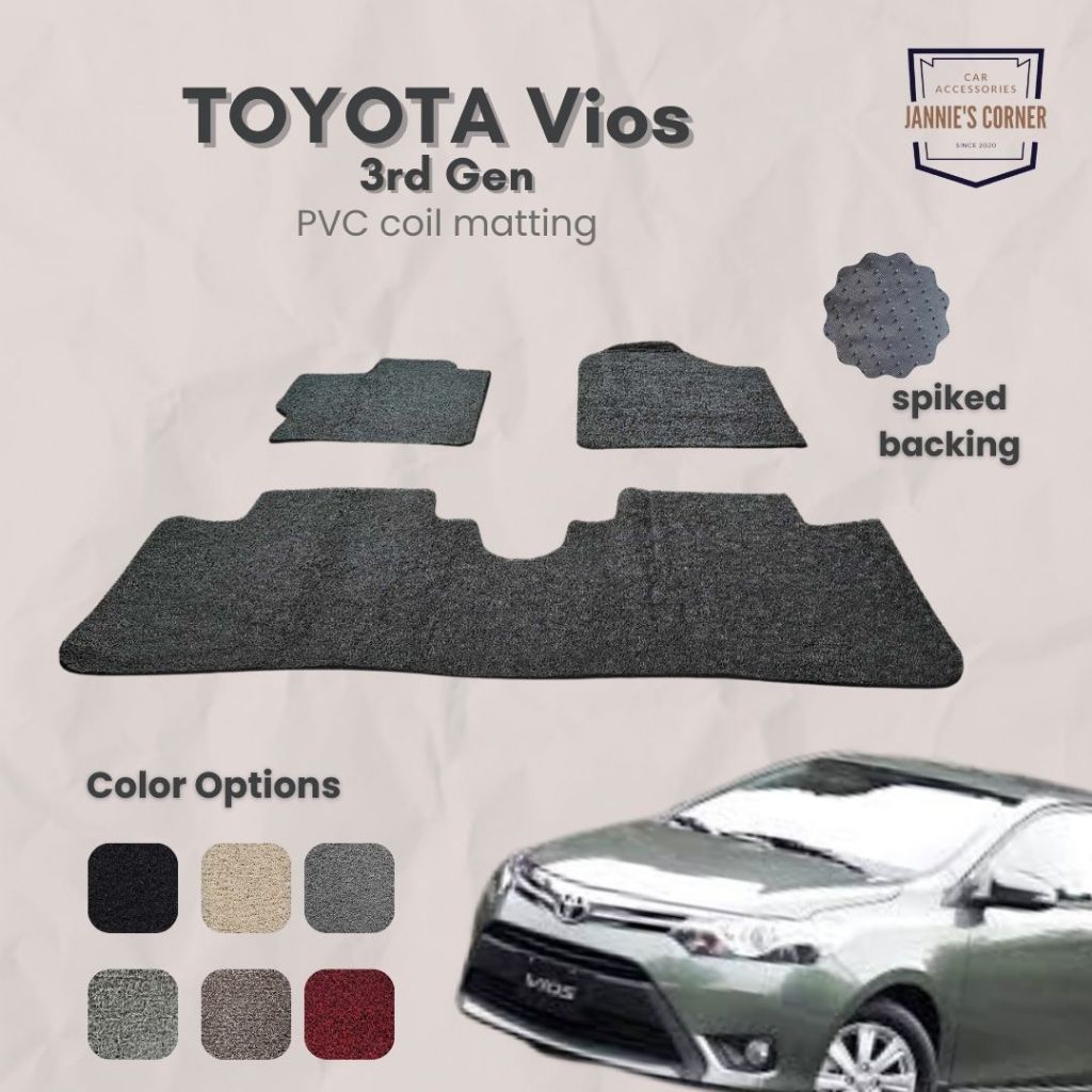 Toyota Vios 3rd Gen 2013-2018 Spaghetti Car Mat (Spiked Back) | Shopee ...