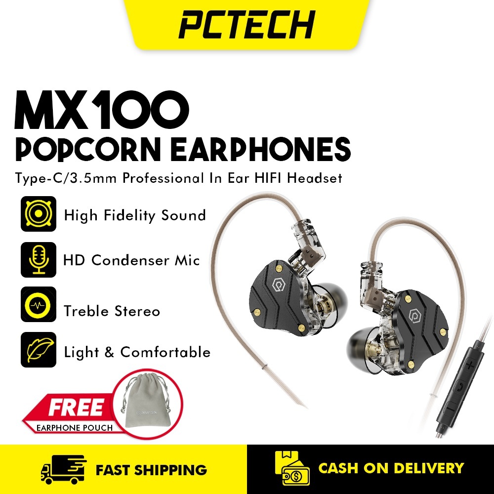 Popcorn MX100 Hybrid Driver Dual 1B+1DD In-Ear Noise Cancelling ...
