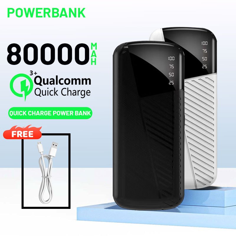 80000mAh Original power bank fast charger 2 USB charger with LED ...