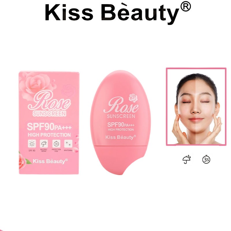 KISS BEAUTY ROSE SUNSCREEN SPF90 PA+++ HIGH PROTECTION FACE SKINCARE BEAUTY | Shopee Philippines