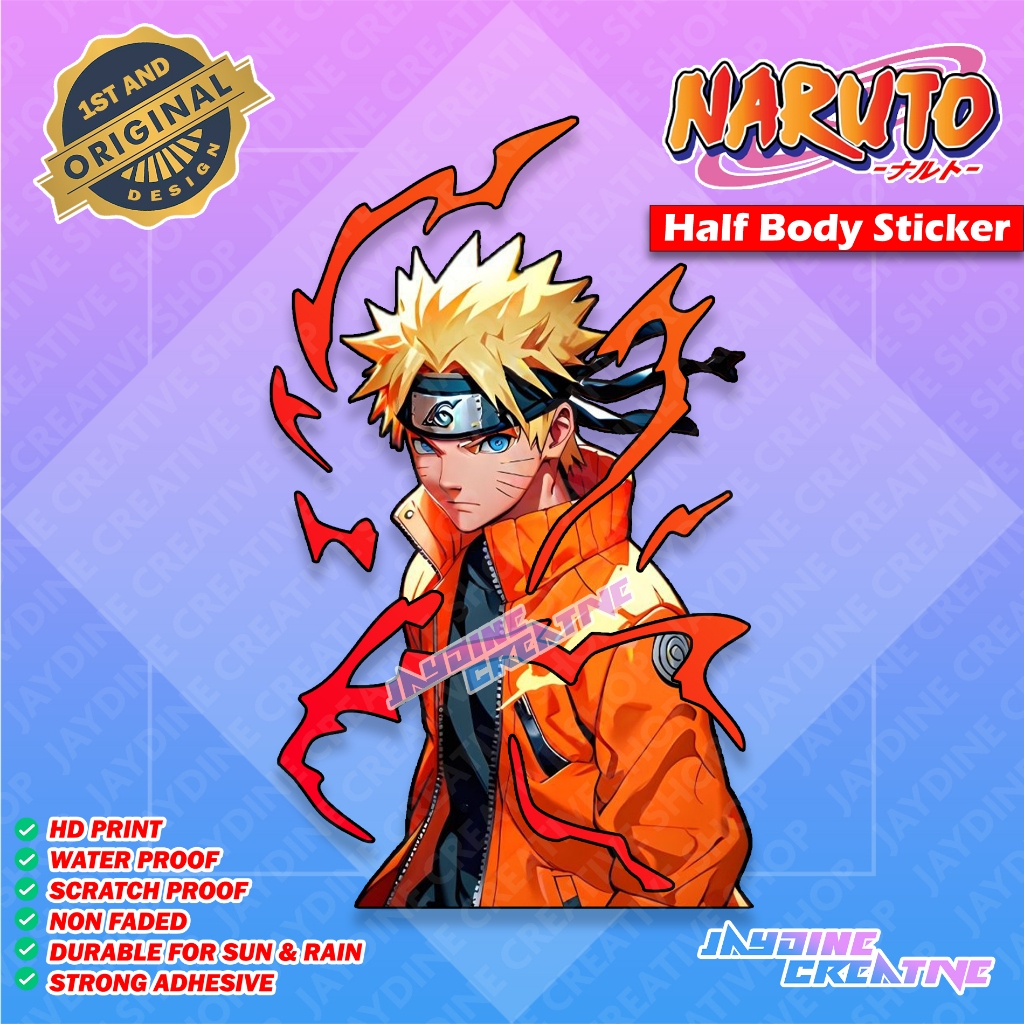 Naruto Uzumaki Half Body Peeker, Indoor Outdoor Vinyl Sticker ...