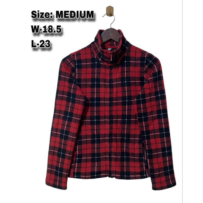 Auth. UNIQLO (Red) Plaid Fleece Jacket | Shopee Philippines