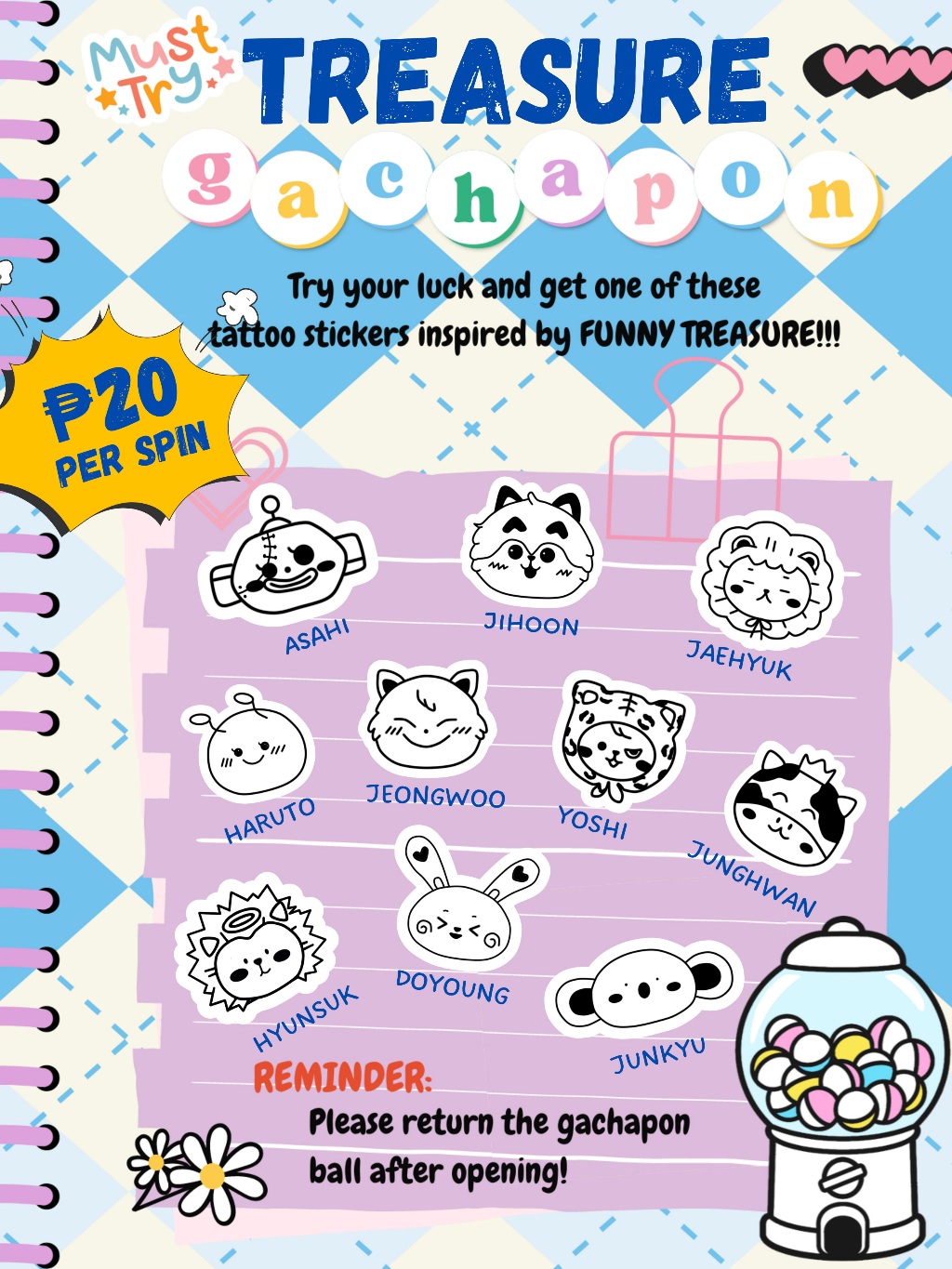 TREASURE INSPIRED MEMBER NAMES AND TRUZ SET TEMPORARY TATTOO STICKERS ...