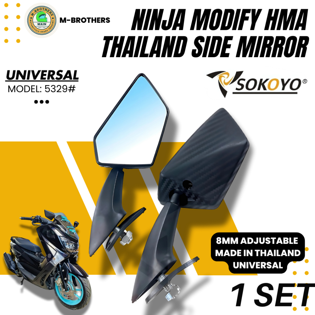 5329# Side Mirror Ninja Modify HMA 8mm Adjustable Made in Thailand Side ...
