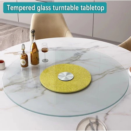 Tempered rotating glass table top with base dining table glass ...