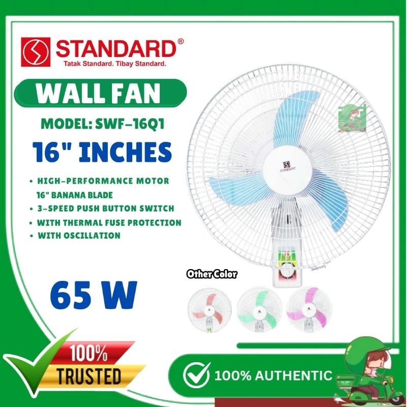 Standard Electric Fan Wall Fan 16 inches Banana Type Plastic Blade ...