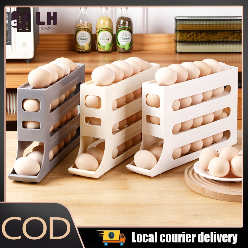 Refrigerator egg organizer automatic rolling egg storage rack Kitchen ...