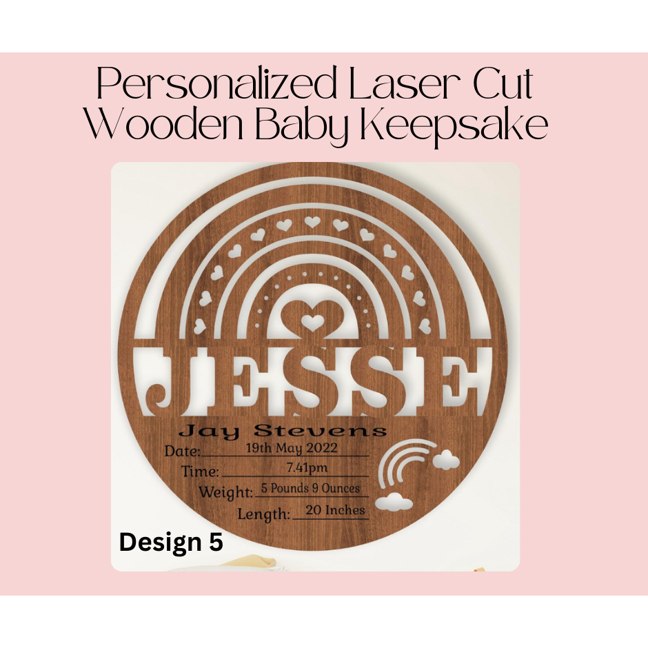 Personalized Laser Cut Wooden Baby Birth Details Baby Keepsake | Shopee ...