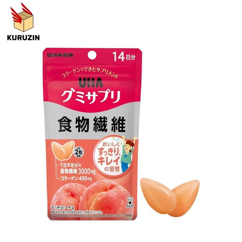 UHA Mikakuto Dietary Fiber Gummy Supplement 14 days supply Peach flavor【Direct from Japan 100% ...