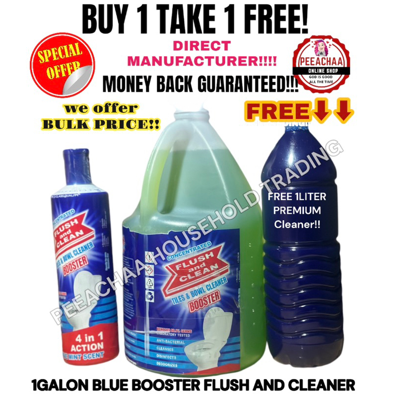 1Galon Blue Booster original with free 1Liter Tiles toilet and bowl ...