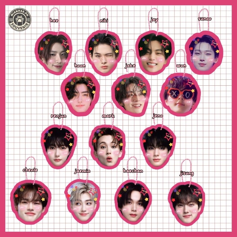 APT INSPIRED SEVENTEEN NCT ENHYPEN BUBBLE HEAD LAMINATED KEYCHAINS ...