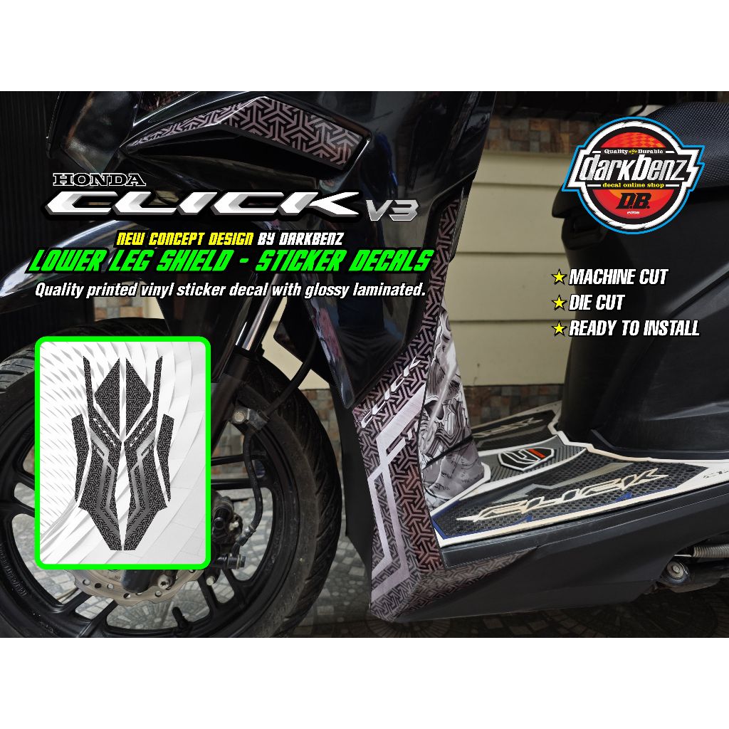 Honda Click V3 New Concept "D" for Side Fairing Printed Sticker Decals ...