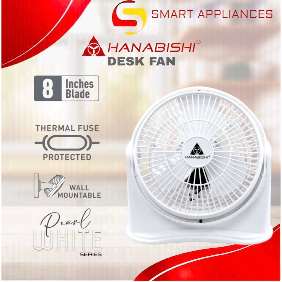 Hanabishi Desk Fan Cool Fan White Series 8T Pearl HCF801 White/Black ...