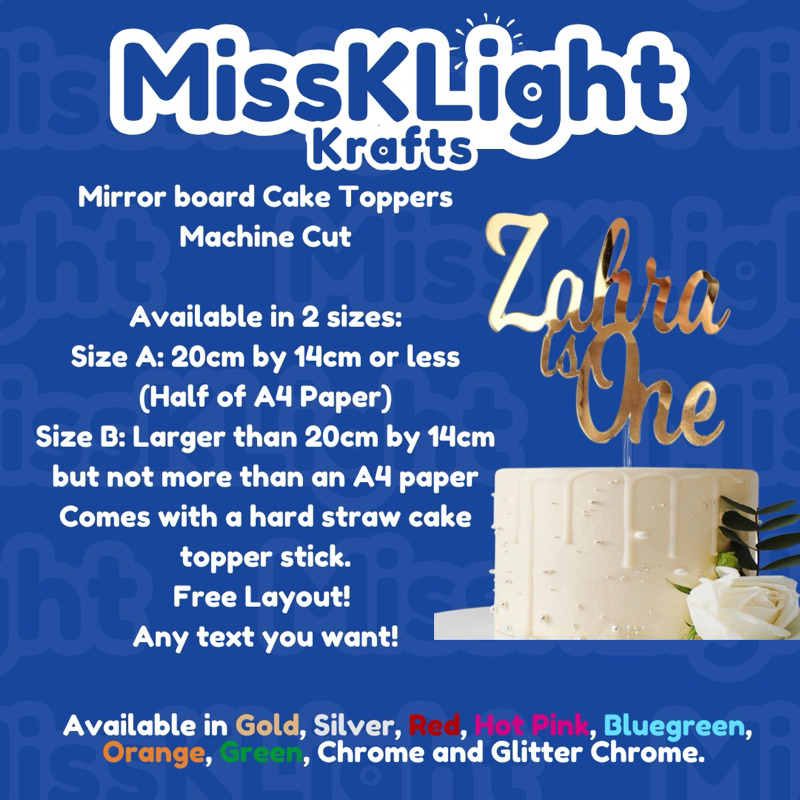Customized / Personalized Mirror Board Cake Topper | Shopee Philippines