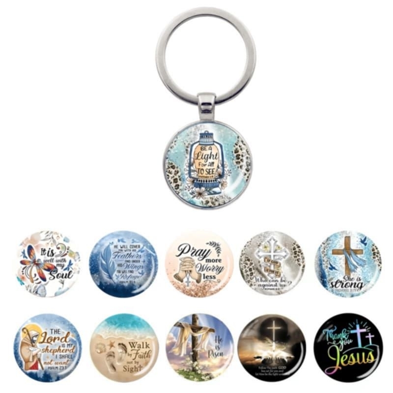 13 designs Bible verse keychain, alloy glass scriptures bible verse ...