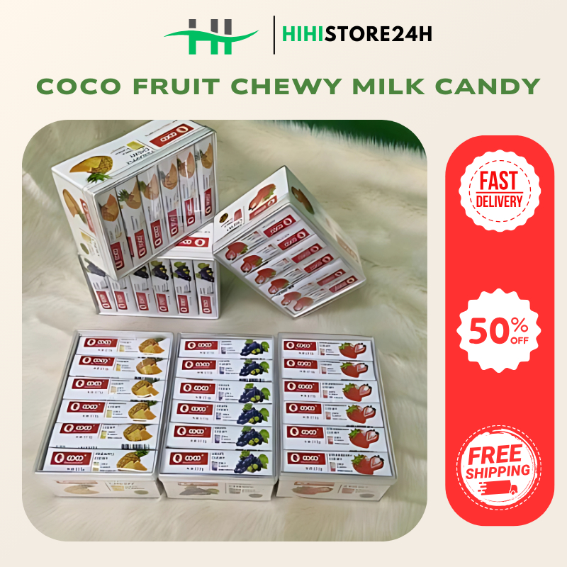 COCO FRUIT CHEWY MILK CANDY Grape Strawberry Blueberry Mint Yogurt 10 ...