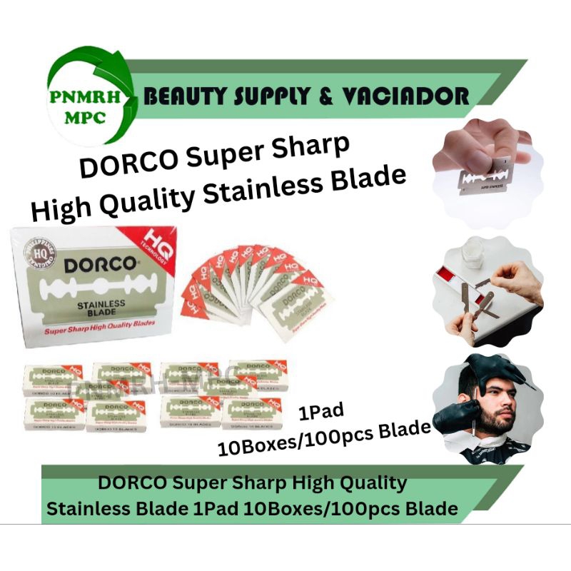 DORCO Super Sharp High Quality Stainless Blade 1 Pad (10 Boxes/100 pcs ...