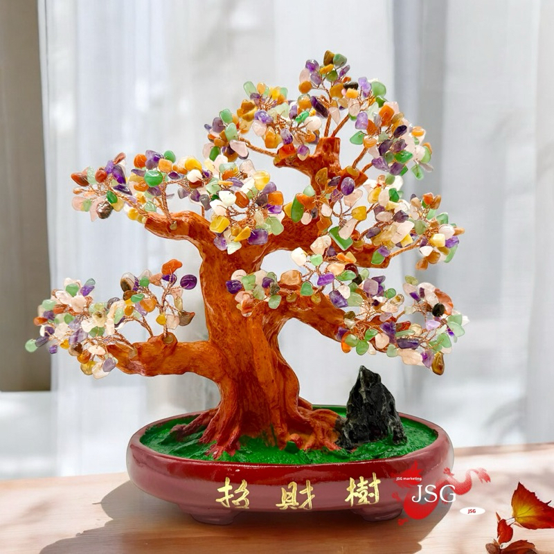 Big Size Crystal Money Tree Stone Bonsai Tree Feng Shui Good Luck ...
