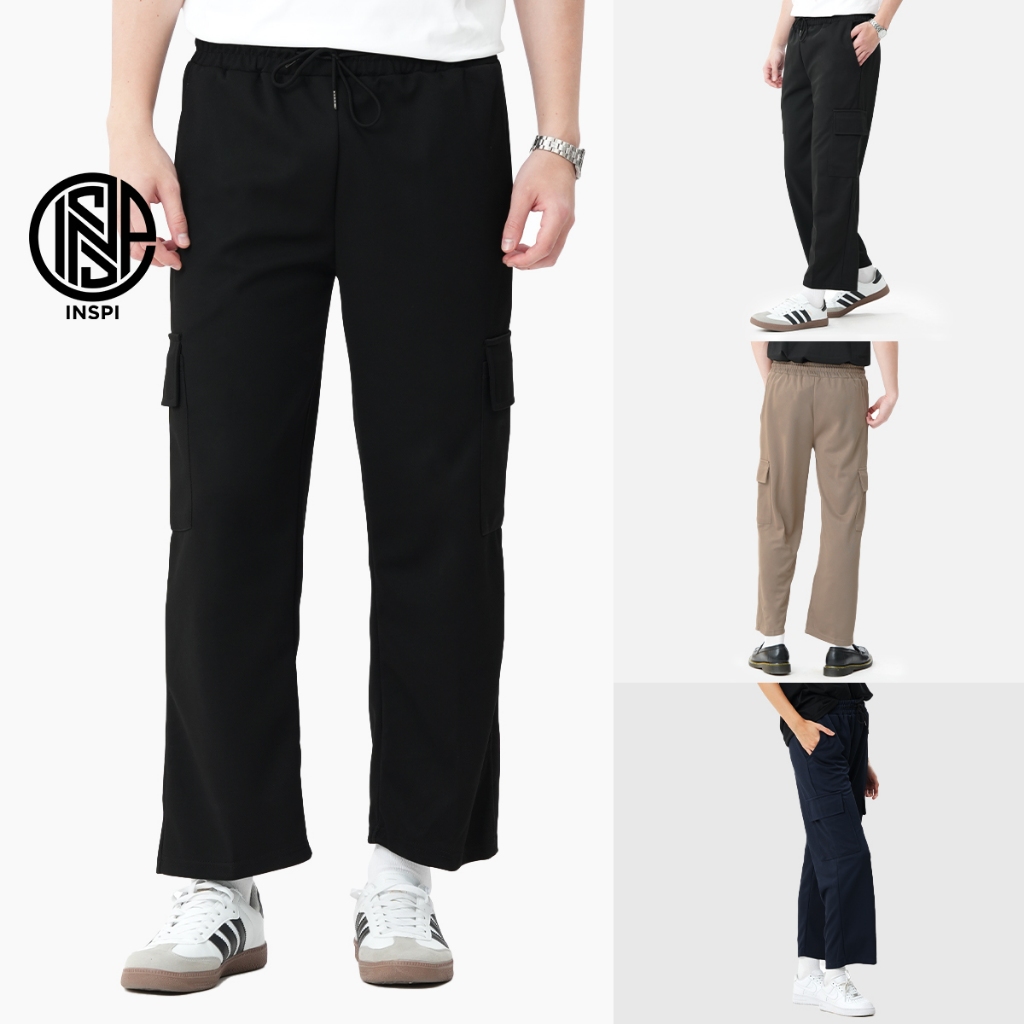 INSPI Waffle Cargo Pants for Men and Women with Side Pockets Drawstring ...