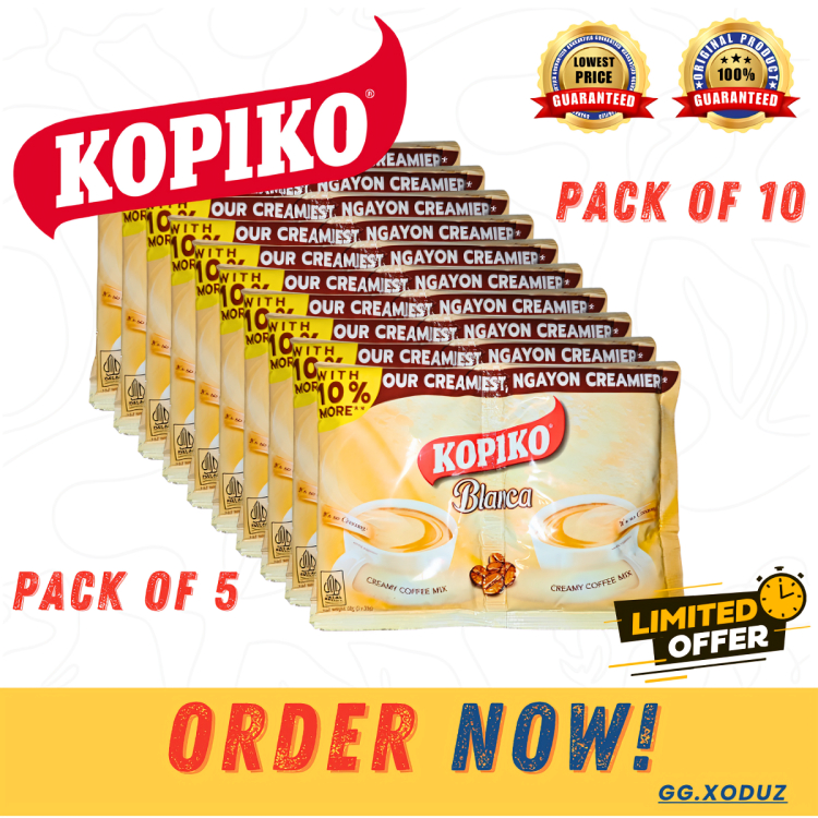 [10 PCS] KOPIKO BLANCA TWIN Pack Creamy Instant 3in1 Coffee Mix with 10 ...