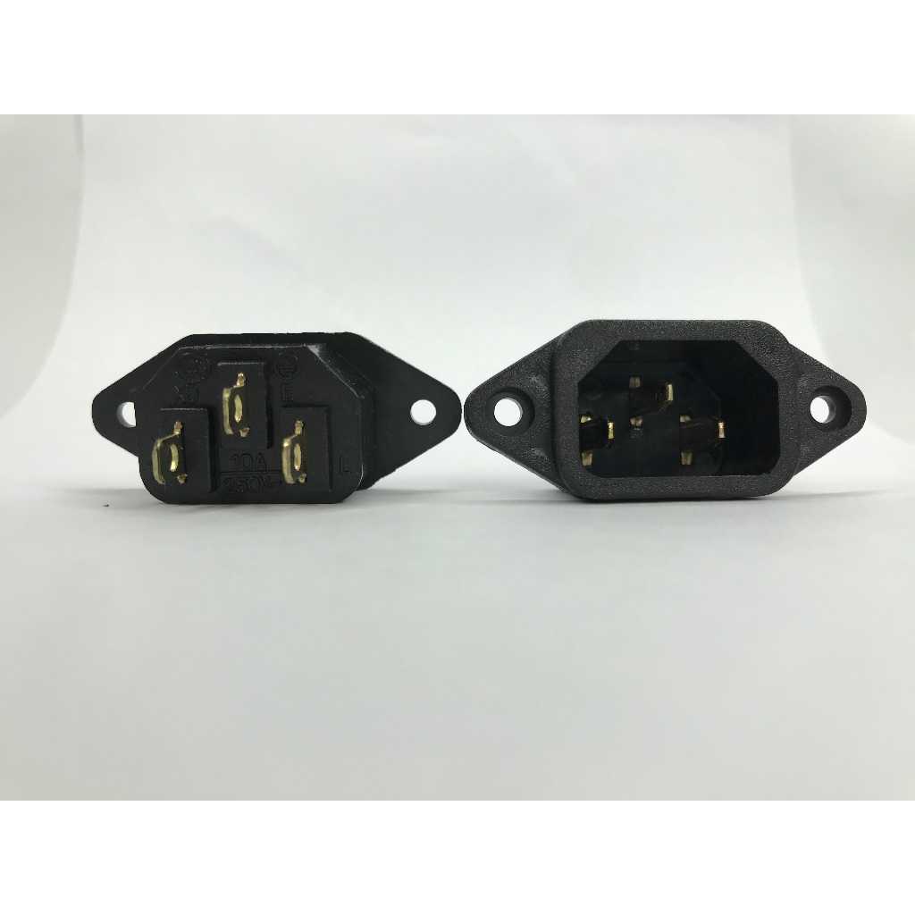 AC POWER SOCKET 3-PINS, 250V 10A 2 HOLES, BEST FOR POWER SUPPLY UNIT ...