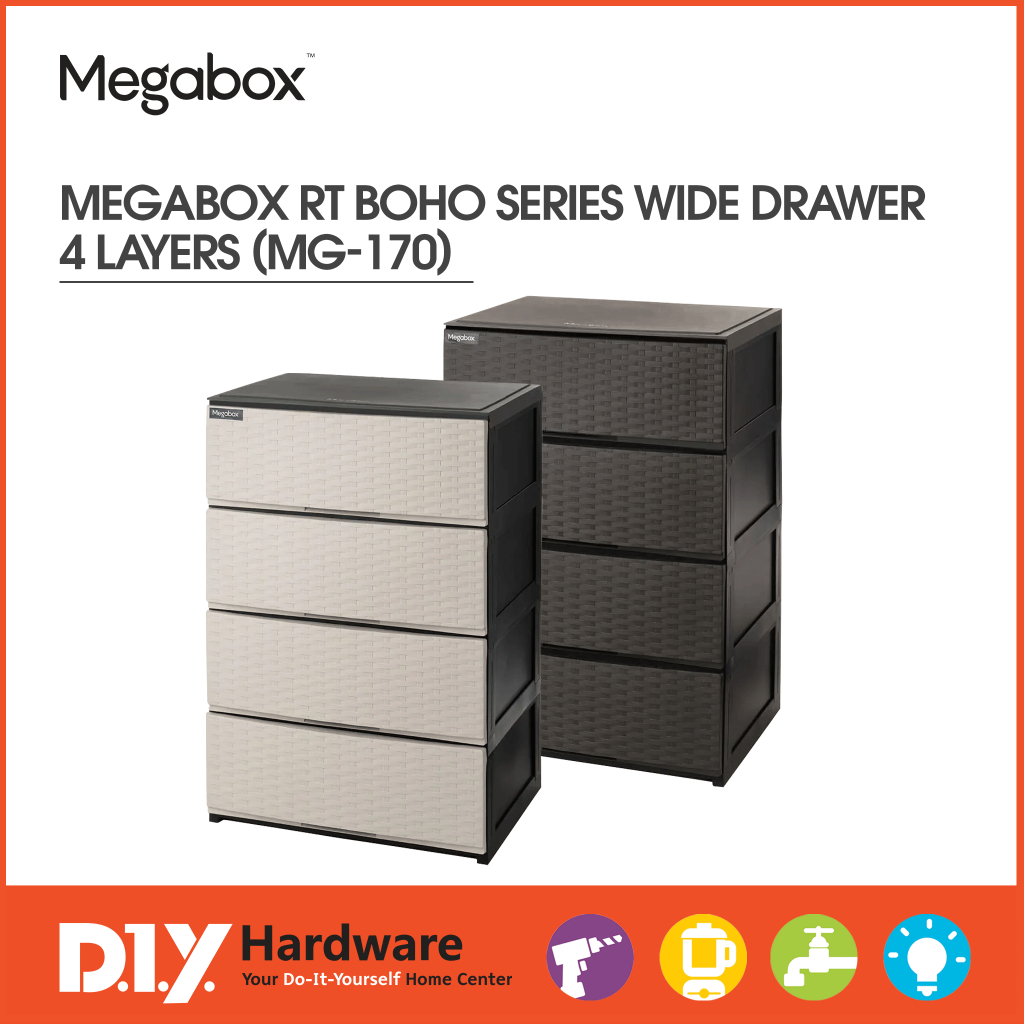 MEGABOX by DIY Hardware RT Boho Series Wide Drawer 4 Layers (MG-170 ...
