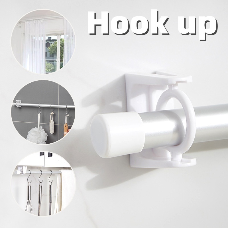 2 Pack Simple Curtain Rod Bracket White Towel Rack Bracket Modern Self ...