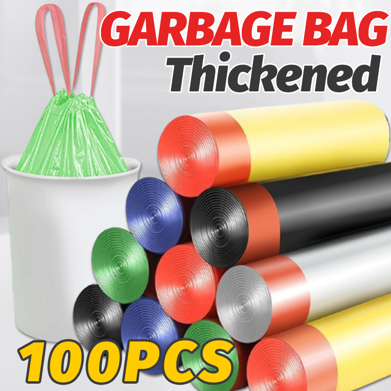 Drawstring garbage bag household thickened portable kitchen garbage bag ...