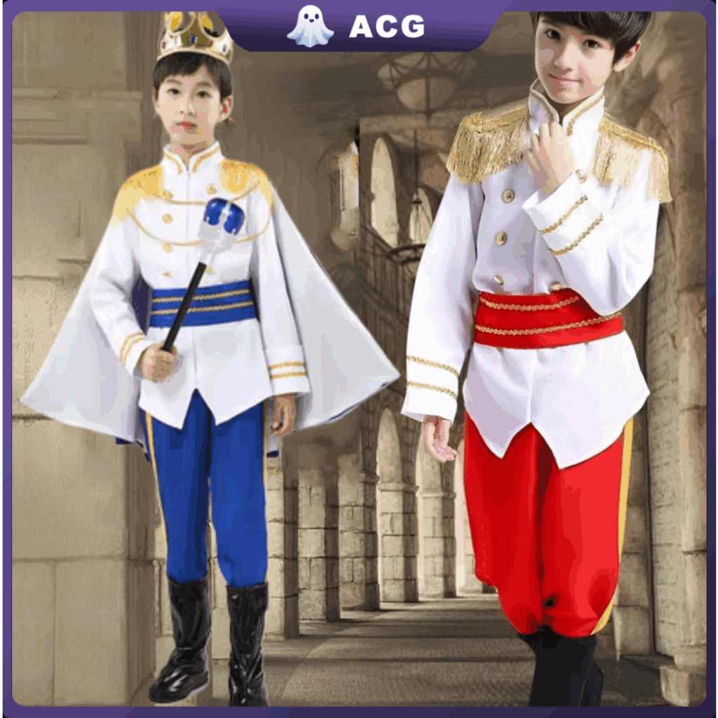 Full Set Prince Costume for Boys Kids Cape Crown Medieval Royal King ...